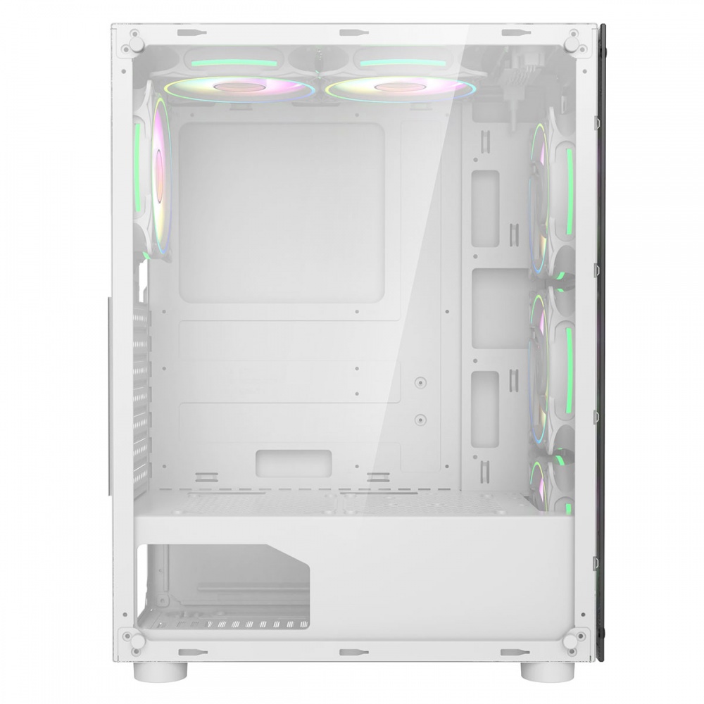 CIT Mirage F6 White ATX PC Case 6 X Dual-Ring ARGB Fans Tempered Glass ...